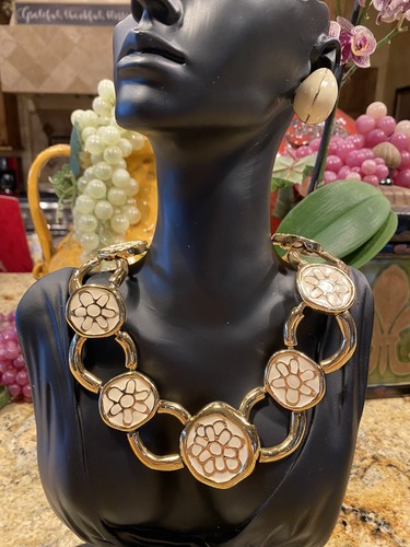 AMAZING VINTAGE GIVENCHY IVORY ENAMEL RUNWAY COLLAR NECKLACE | eBay