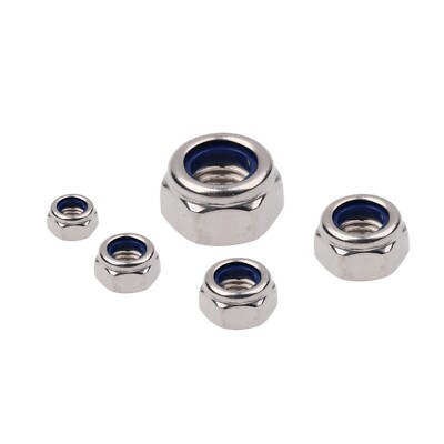 Nylon Lock Nut Hex 304 Stainless Steel Metric Insert Hexagon Self-Lock ...
