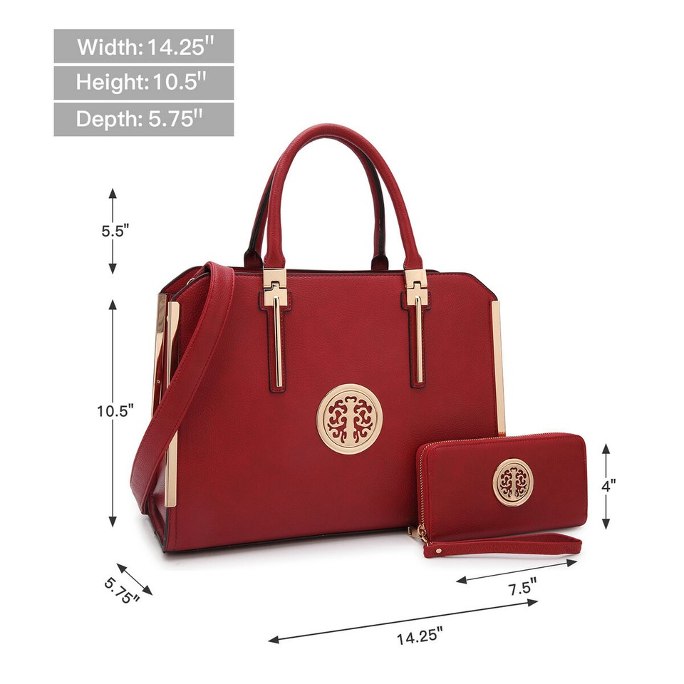 Women Classic Faux Leather Briefcase Medium Travel Handbag Card Holder ...