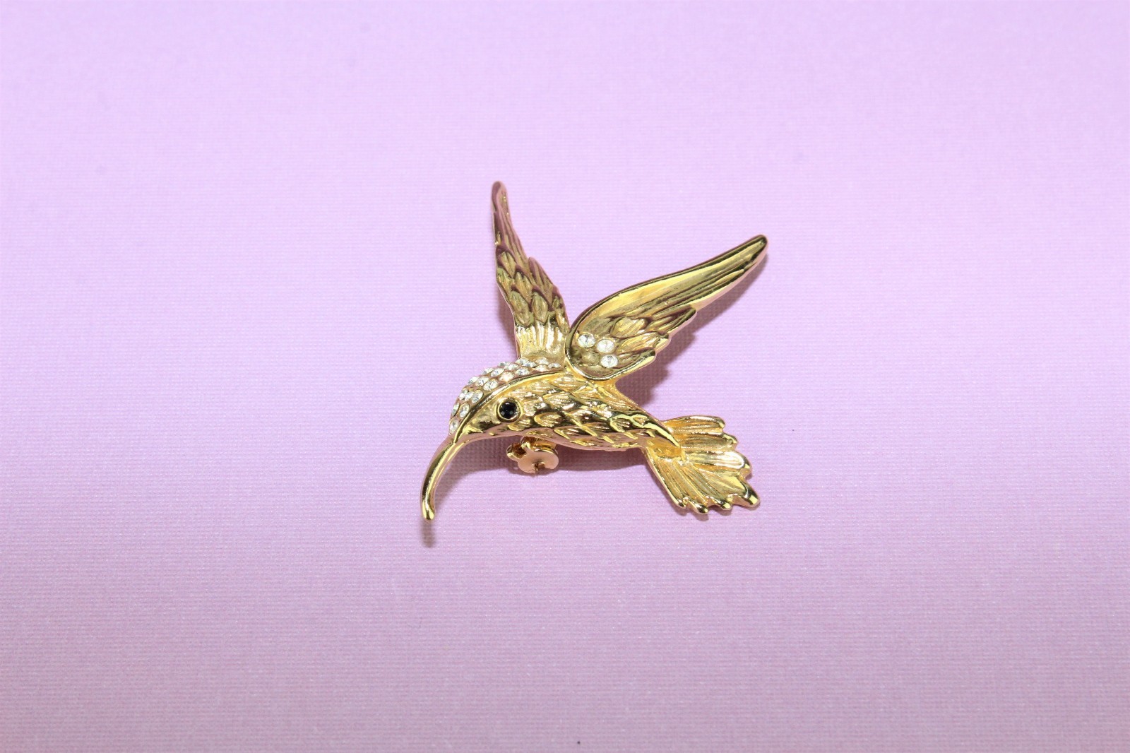 Womens Gold Tone Rhinestone Figural Hummingbird Brooch Pin | eBay