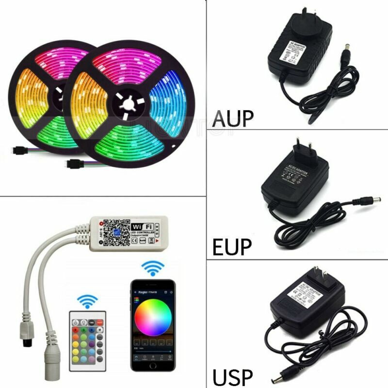 5/10/20M LED Strip Light 5050 SMD RGB 30Leds/m Waterproof WIFI IR ...