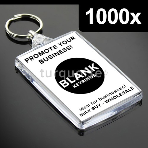 1000x Premium Quality Clear Acrylic Blank Keyrings Key Fobs 70 x 45 mm ...