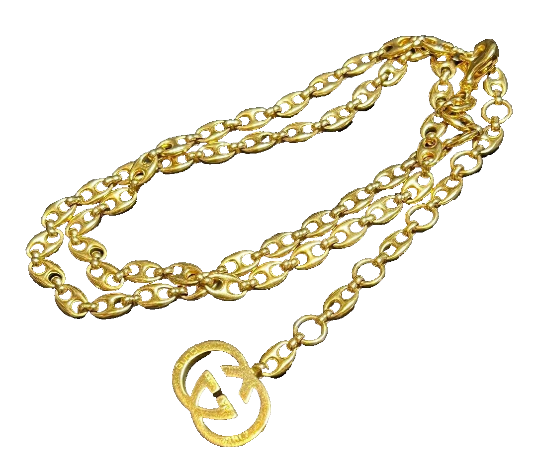 Auth Gucci Gold Chain Belt Vintage GG mark ITALY very rare Length 102cm ...