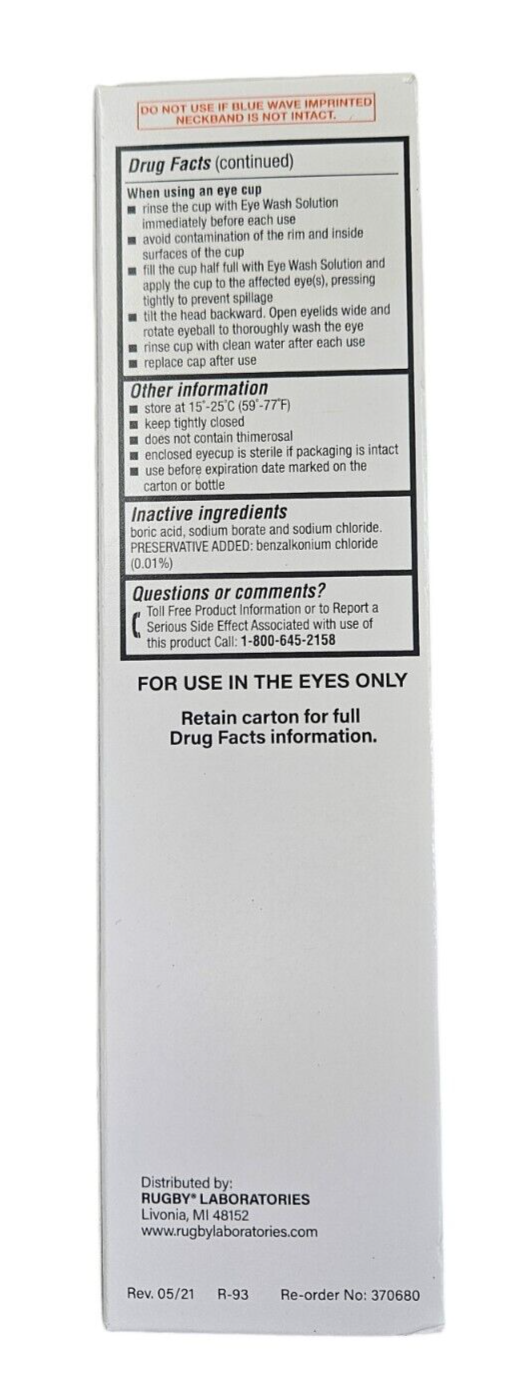 Rugby EYE WASH Eye Irrigating Solution w/ Eye Cup 4oz ( 2 pack ) -- | eBay