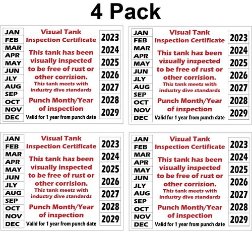 Scuba Tank Visual Inspection Stickers Years 2023-2029 4 Pack Stickers ...