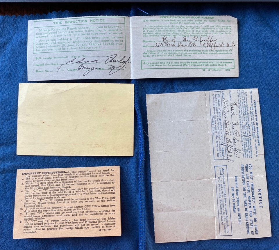 1943-44 WWII Era Home Front, Vehicle Gasoline & Mileage Ration stamps ...