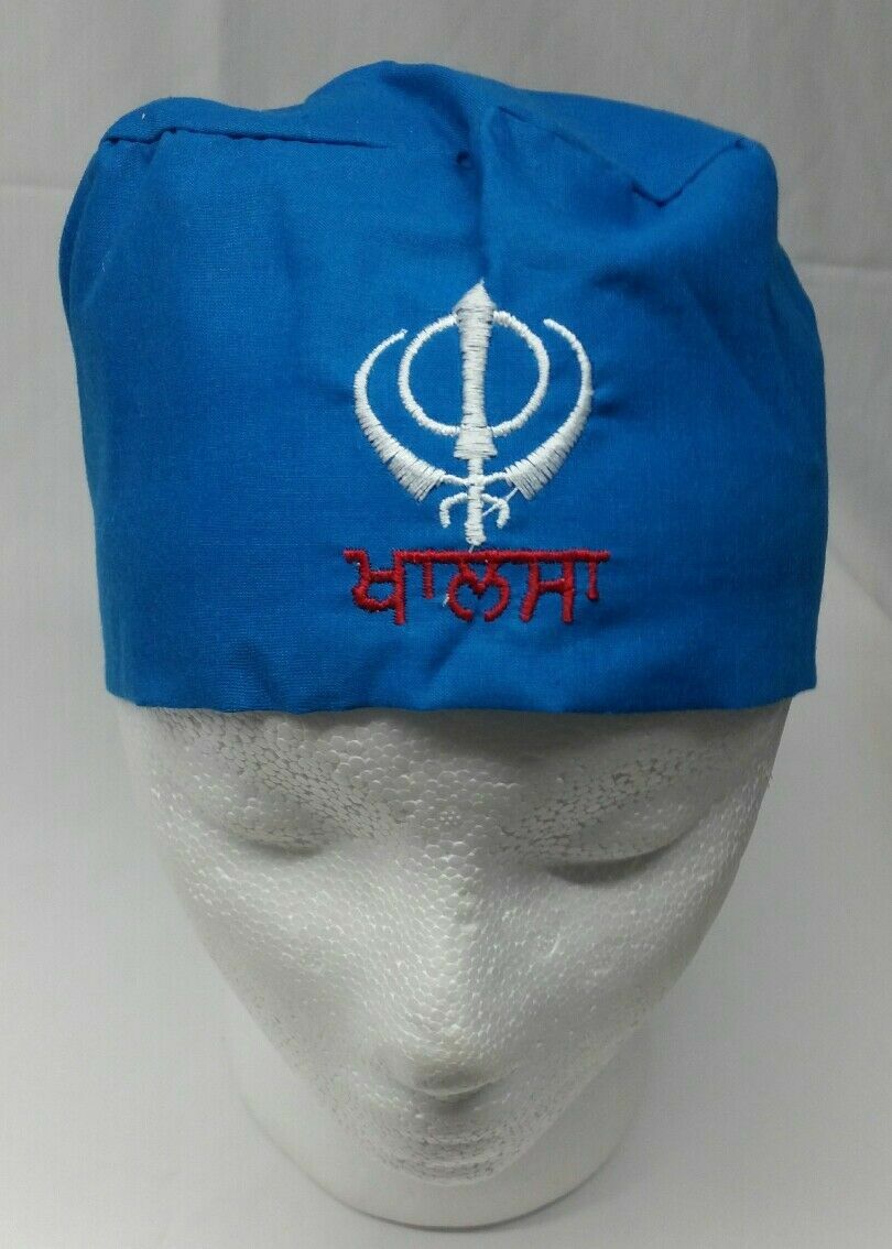 Sikh Punjabi Bluish Kids Infants baby patka pathka Khanda bandana Head ...