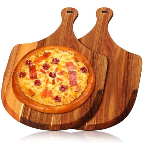 2 Pcs Wooden Pizza Peels 12 Inch Acacia Pizza Paddle Pizza Boards with ...