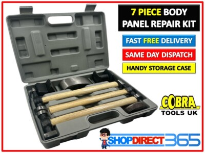 7PC CAR DENT AUTO BODY PANEL REPAIR TOOL KIT HANDLES BEATING DOLLIE ...