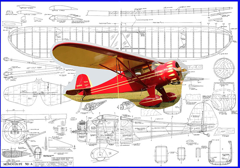 Model Airplane Plans (RC): Monocoupe 90A Scale 56" for .30-.45 (Sid ...