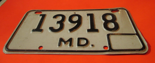 VINTAGE 1980 s MD MARYLAND MOTORCYCLE TAG BIKE CYCLE LICENSE PLATE ...