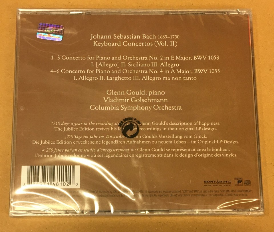 GLEEN GOULD BACH KEYBOARD CONCERTOS, VOL.II NO. 2-4 (2007) SEALED CD | eBay
