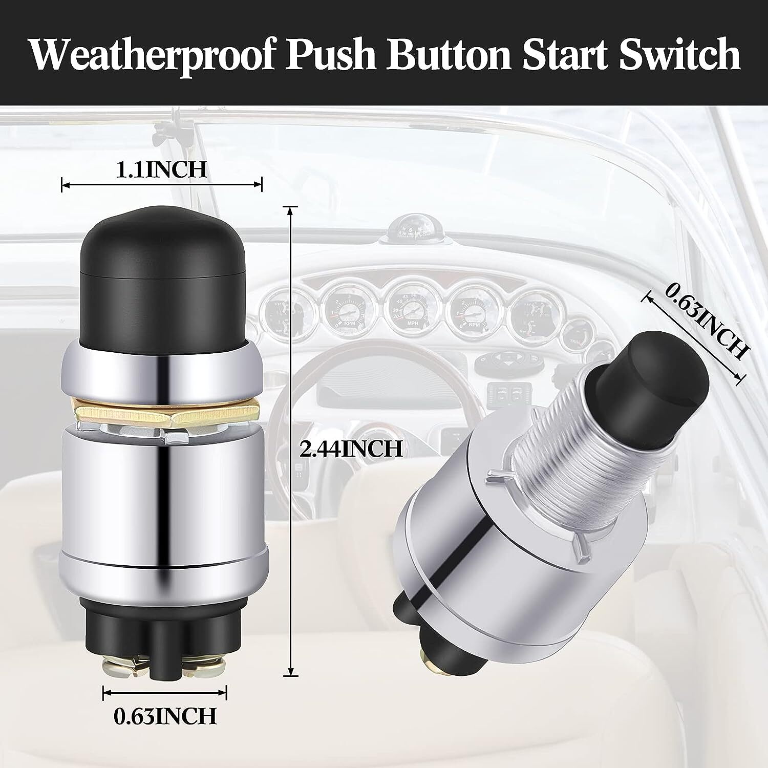 2X 12 VOLT DC HEAVY-DUTY START MOMENTARY PUSH-BUTTON STARTER SWITCH (50 ...
