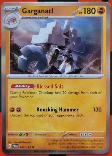 Pokemon TCG Card Garganacl 123/193- Holo Rare- Scarlet & Violet: Paldea ...
