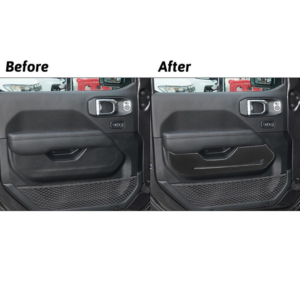 4Pcs Carbon Fiber Interior Door Panel Cover Trim For Jeep Wrangler JL ...