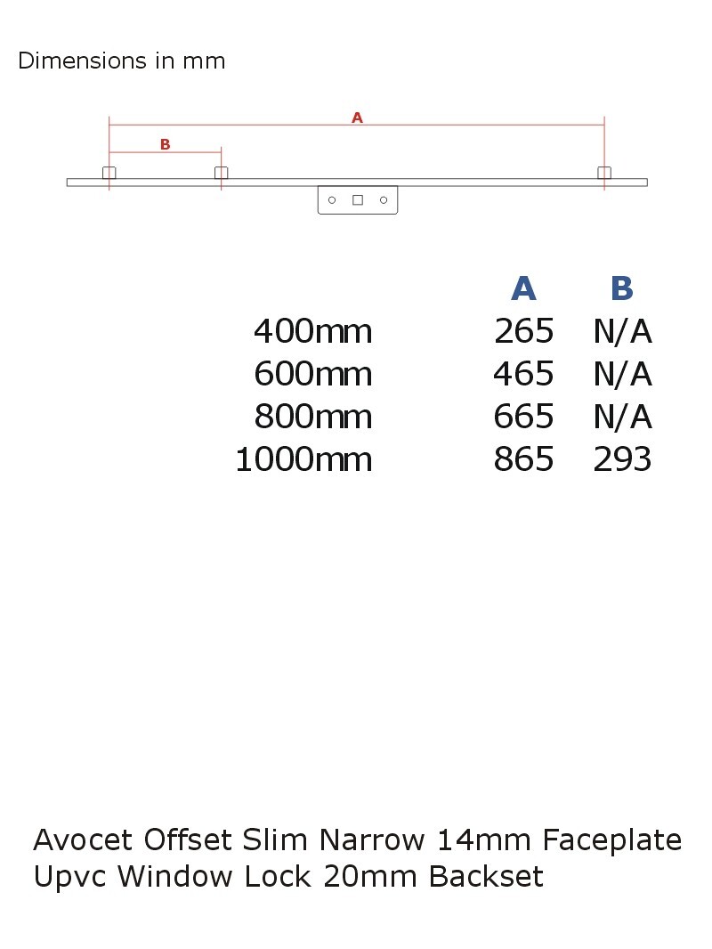Avocet Offset Slim Narrow 14mm Faceplate Upvc Window Lock 20mm Backset ...