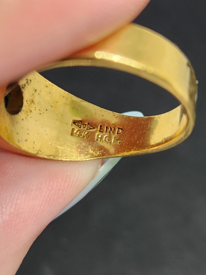 Men's Vintage LIND 14K HGE LIND Cubic Zirconia Art Deco Ring (Unisex ...