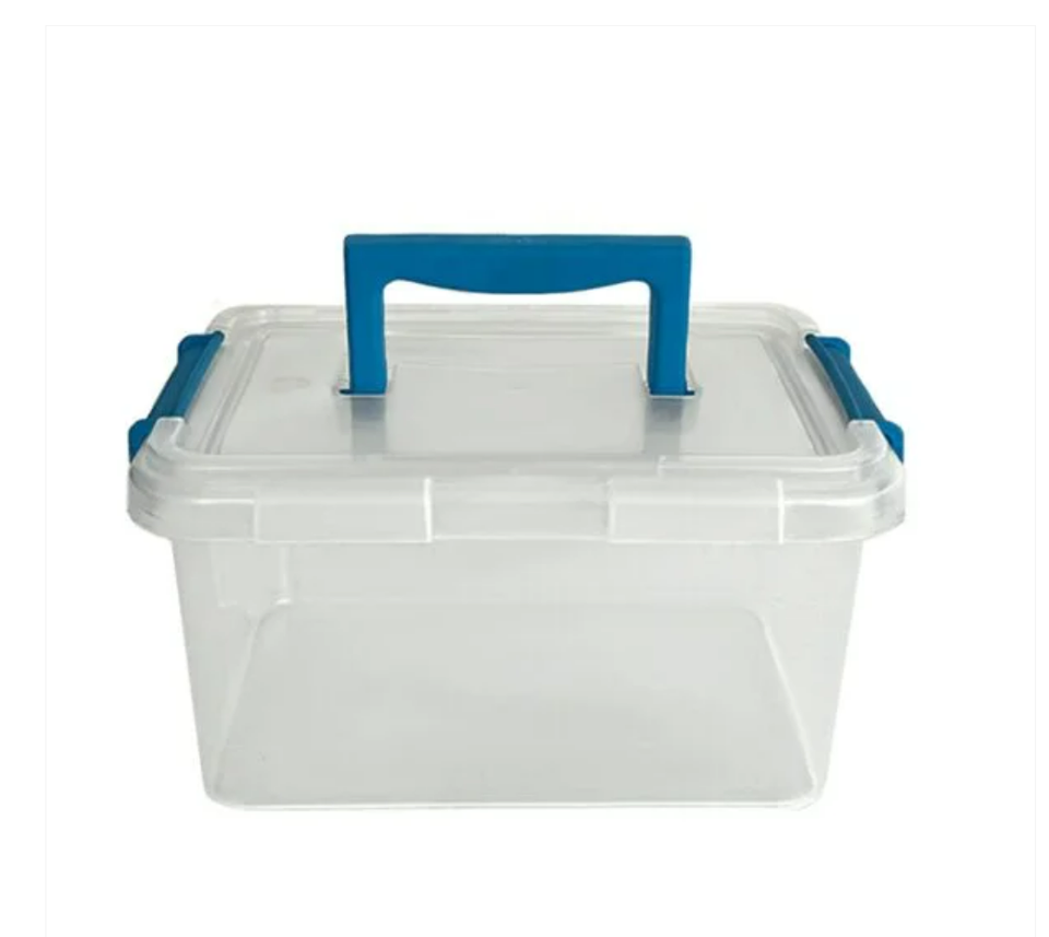 3.5L Plastic Storage Box 2pc Click Lid Home Office Carry Handle ...