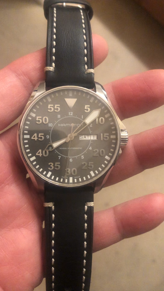 HAMILTON KAKHI AVIATION PILOT AUTOMATIC DAY DATE REF H64715885 | eBay
