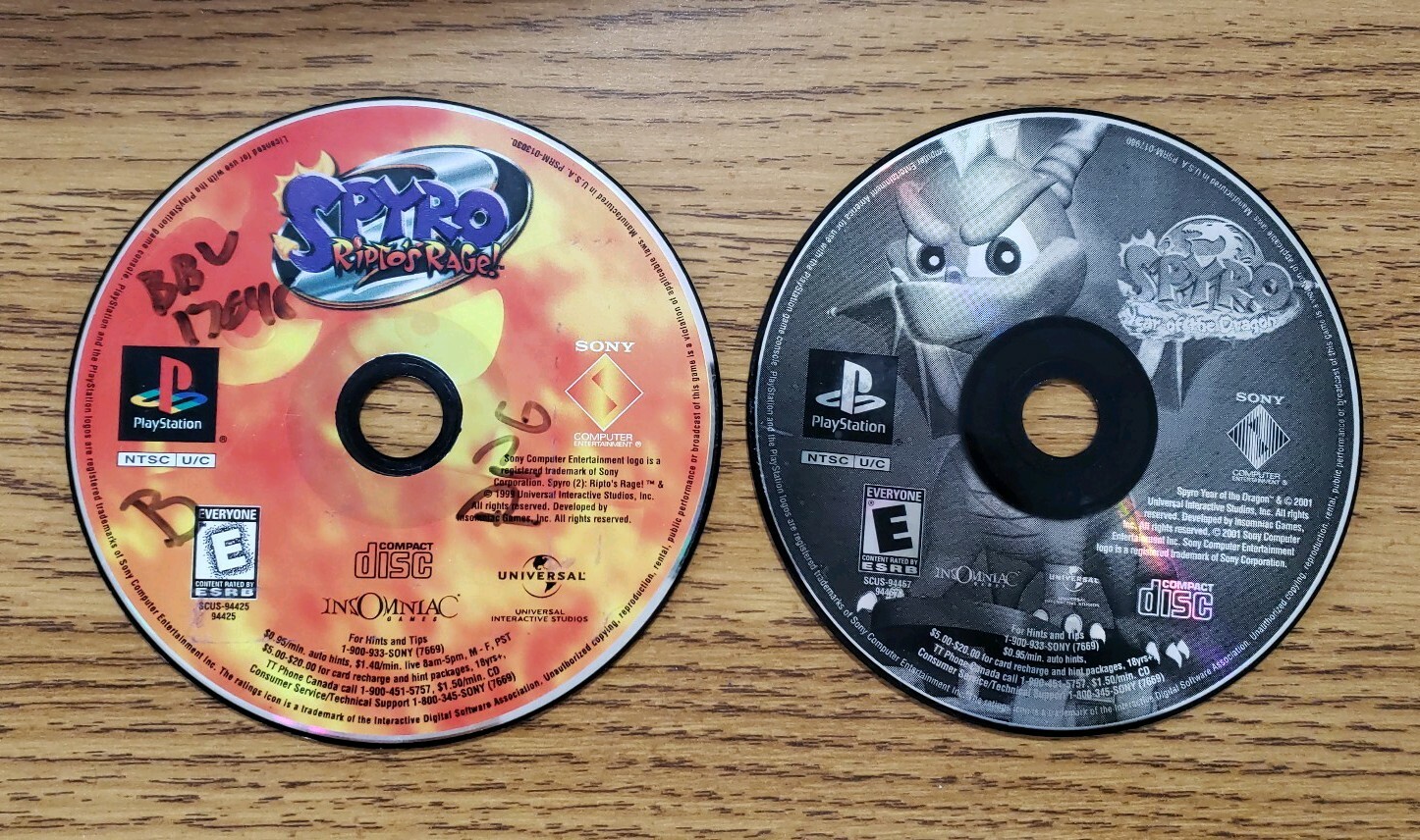 Spyro: Year of the Dragon Ripto's Rage Lot of 2 Sony PlayStation 1 PS1 ...