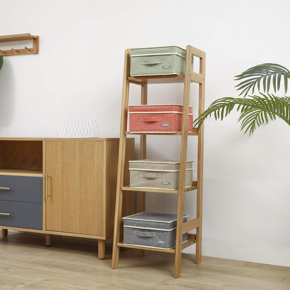 Yueyue Small 4 Pack Fabric Stroage Box with Lids 4 Color Set 12.4In ...