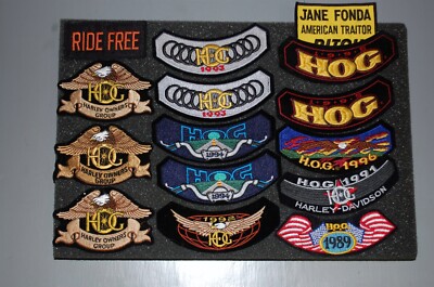 HARLEY OWNERS GROUP ( H.O.G. ) PATCHES 15 EA (AS 1 LOT)- VEST/SLEEVE ...