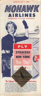 Mohawk Airlines system timetable 7/7/59 [5076] Buy 4+ save 25% | eBay