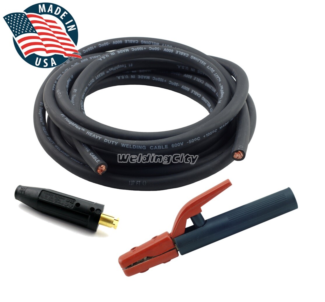 WeldingCity® USA Made 1-AWG Welding Cable w/ Stick Holder Tweco Plug ...