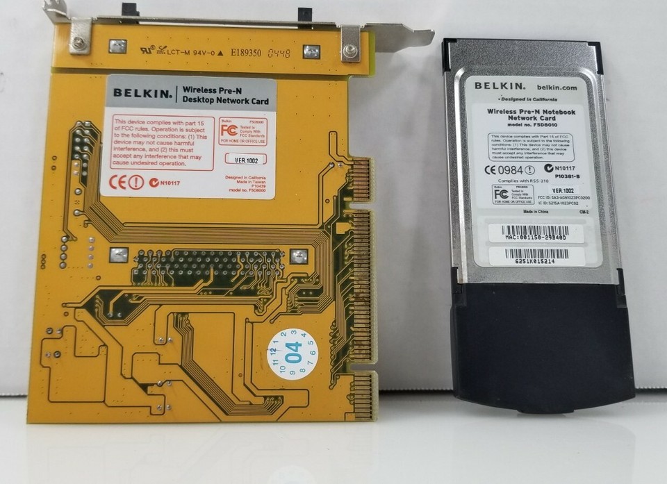 BELKIN Wireless Pre-N Notebook Network Card F5D8010 | eBay