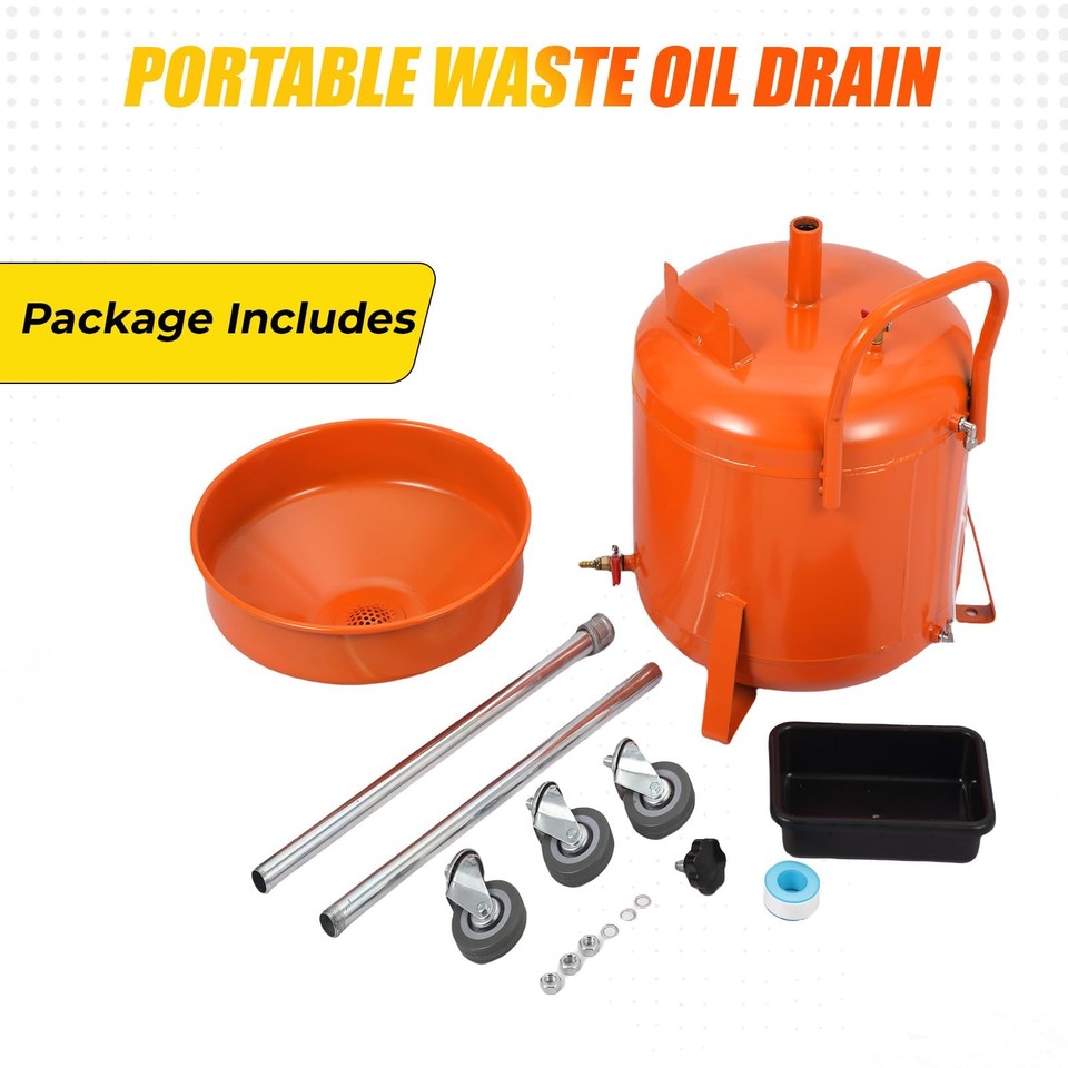 8/20 Gallon Oil Drain Container,Portable Waste Oil Drain Tank w/Wheels ...