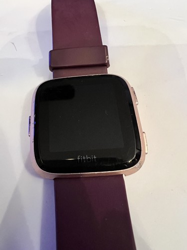 Fitbit Versa FB505 Fitness Watch Rosegold With Burgundy Band No Charger ...