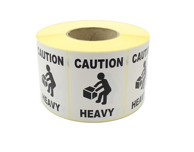 "Caution Heavy" warning labels / stickers. 100mm x 75mm. White Label ...