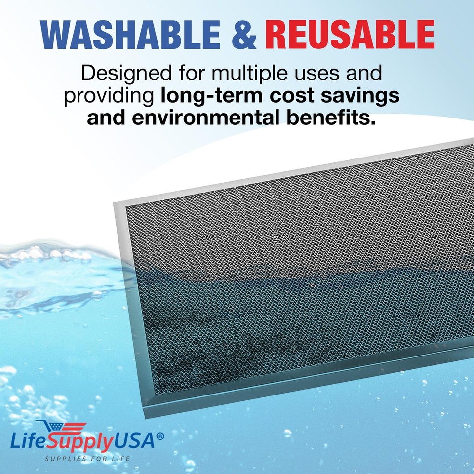 LifeSupplyUSA (20x25x1) Aluminum Electrostatic Air Filter Replacement ...