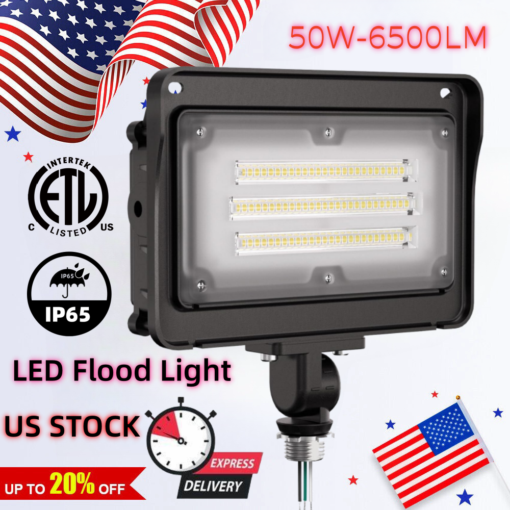 50W LED Flood Light Knuckle Mount, 120-277V Bronze Outdoor LED Lighting ...