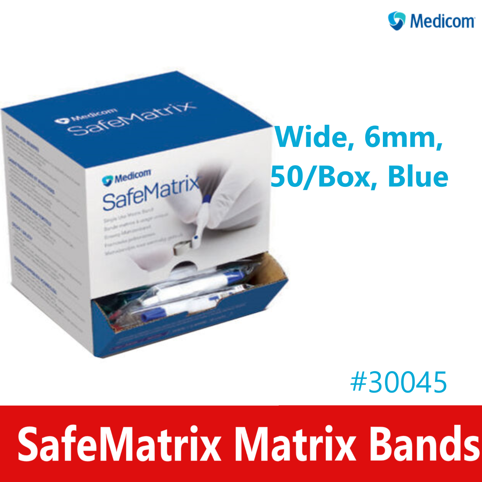 Dental Pro-Matrix Wide, 6.0 mm, 50/Bx., Blue, 19005 SafeMatrix Matrix ...