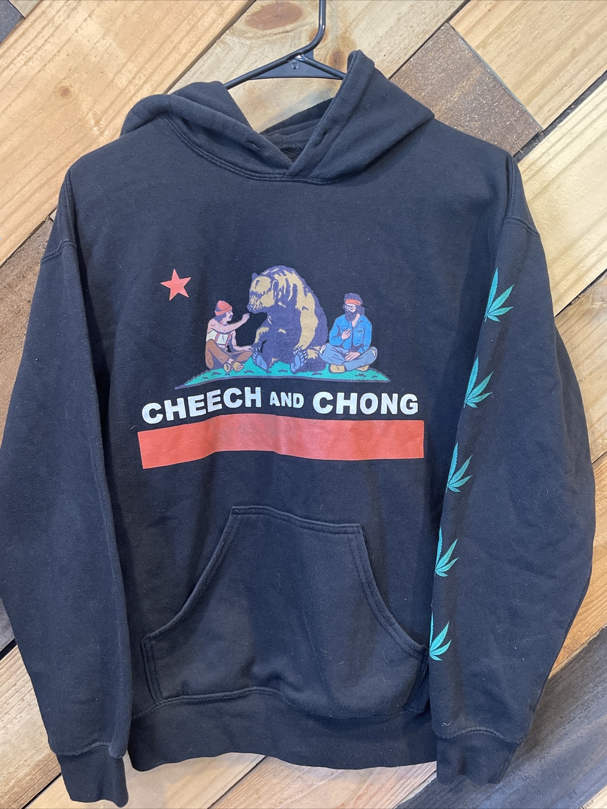 Cheech And Chong California Republic Black Reefer Hoodie Sweatshirt Sz ...