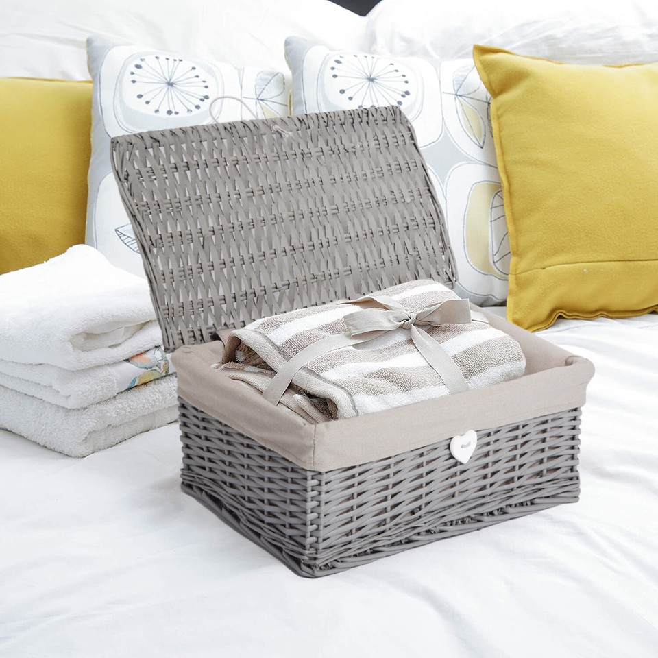 Grey Paint Collection Home Bathroom Storage Wicker Basket Trunk Gift ...