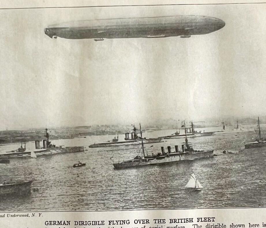 World War 1 Zeppelin WW1 Zeppelin Hovering Above A Battleship