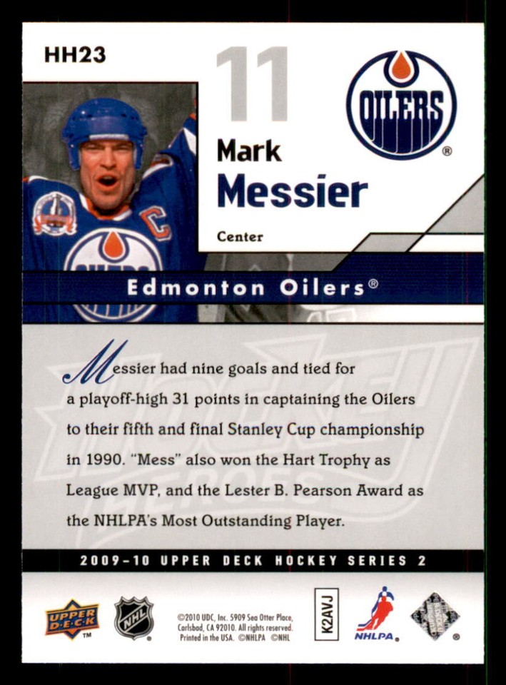 2009-10 Upper Deck Hockey Heroes #HH23 Mark Messier Edmonton Oilers | eBay