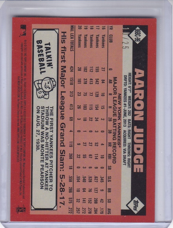 AARON JUDGE 2021 TOPPS SILVER PACK ORANGE MOJO #10/25 NEW YORK YANKEES ...