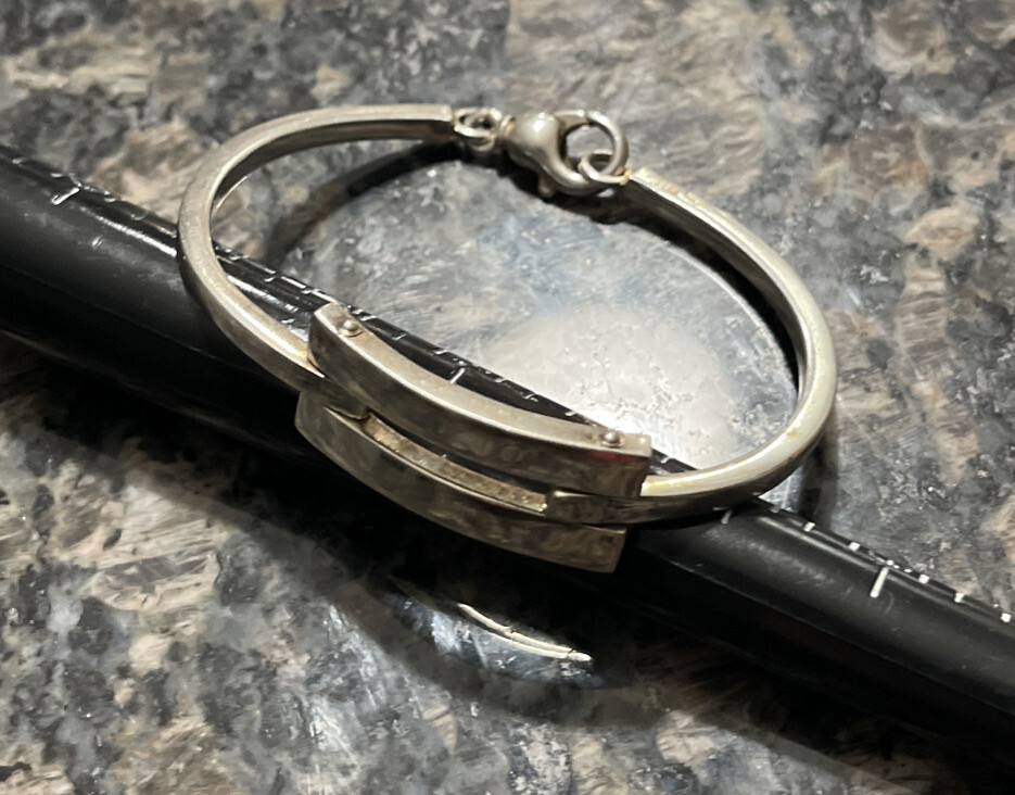 Stylish Sterling Silver Hinged 3 Part Bangle Bracelet… - Gem