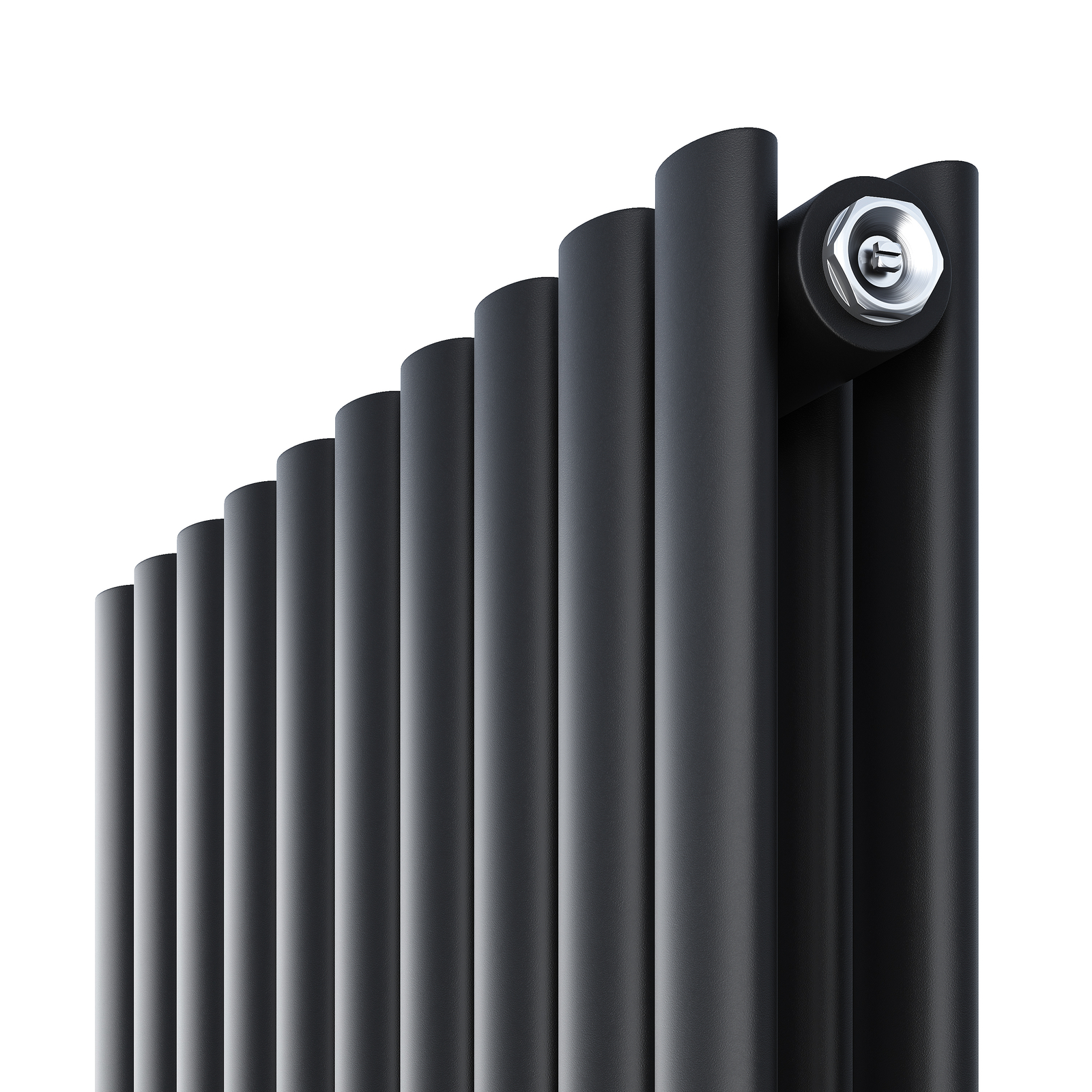 Vertical Radiator Double Black Oval Column Modern Tall Upright Rads ...