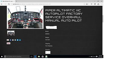 Piper Altimatic IIIC autopilot factory service overhaul manual auto ...