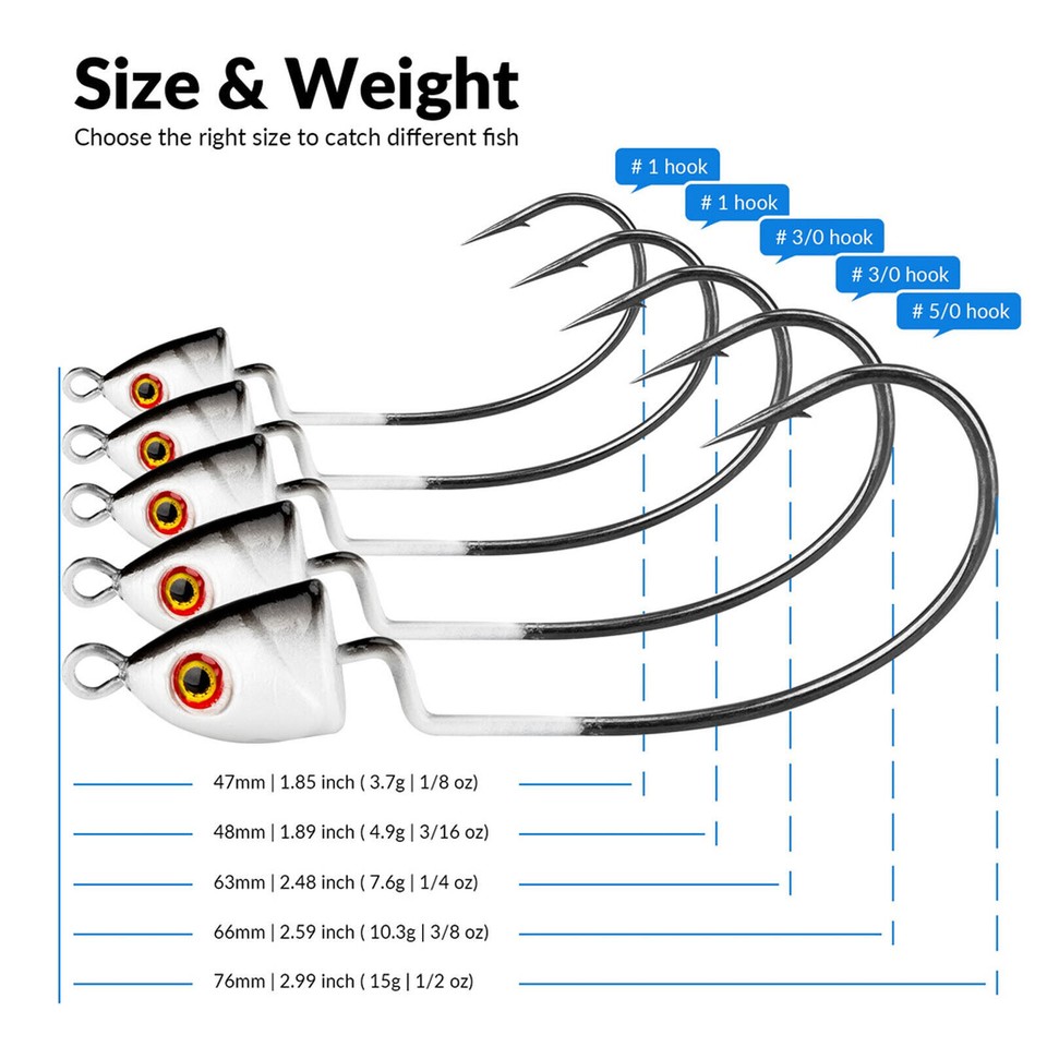 10PCS Swing Jig Heads Fishing Hook Swimbait Ned Rig Hooks Weedless Bass ...