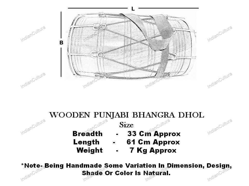 Musical Instrument Wedding Rosewood Sheesham Punjabi Bhangra Dhol With ...