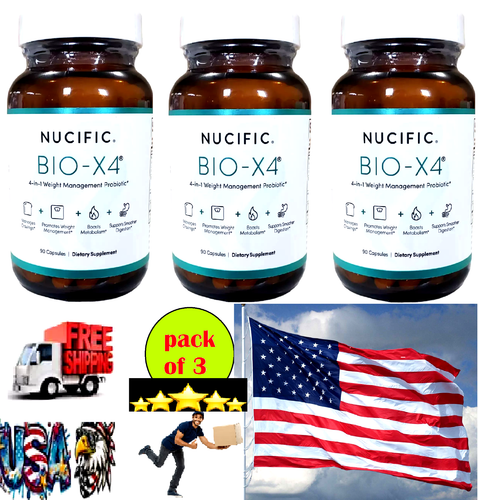 Nucific Bio-X4 Probiotic 90 Capsules Weight Management Supplement PACK ...