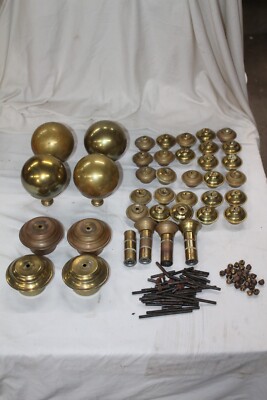 Antique Brass Bed Parts-Ball Post Toppers, Acorn Nuts, All Thread ...