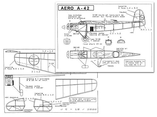 Aero A-42 Peanut Scale Rubber 13" WS Model Airplane Plans Templates PDF ...