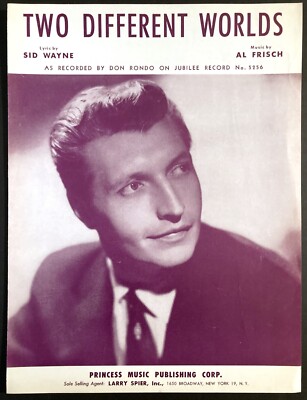 1956 "TWO DIFFERENT WORLDS" SHEET MUSIC - DON RONDO | eBay