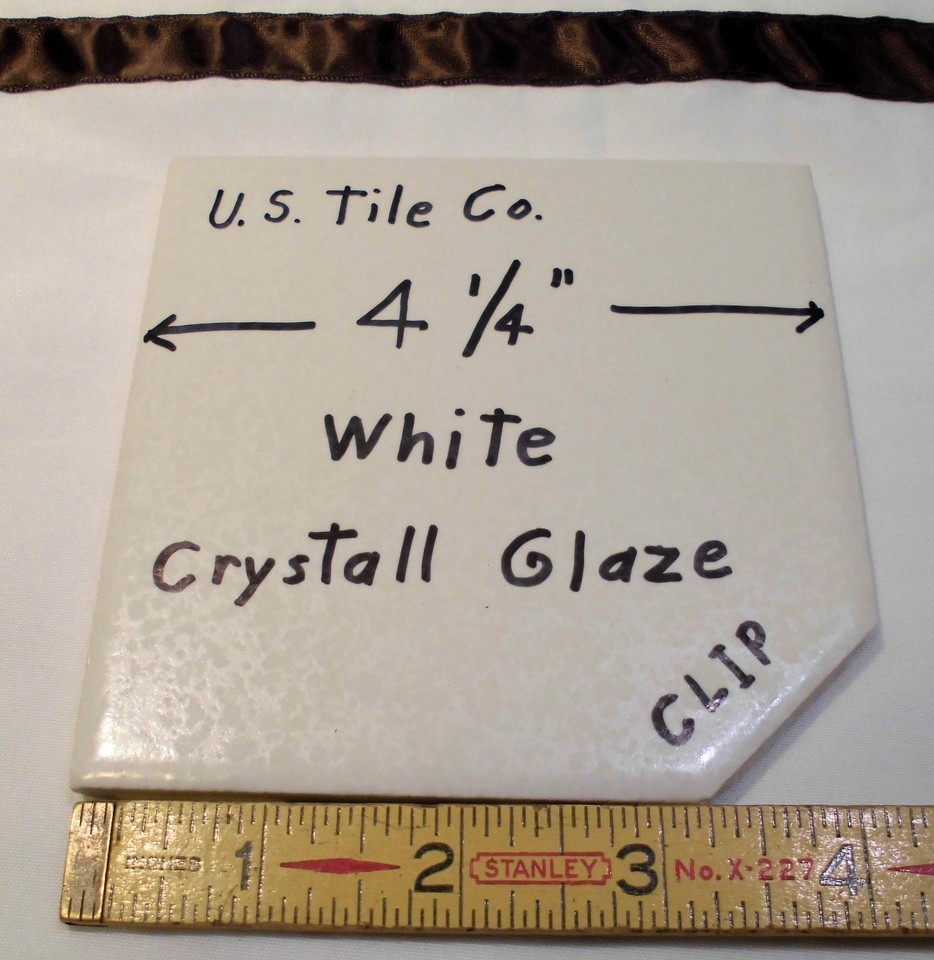 1 pc. White Clipped Corner Ceramic Tile 4-1/4" Crystal Glazed: New Old ...